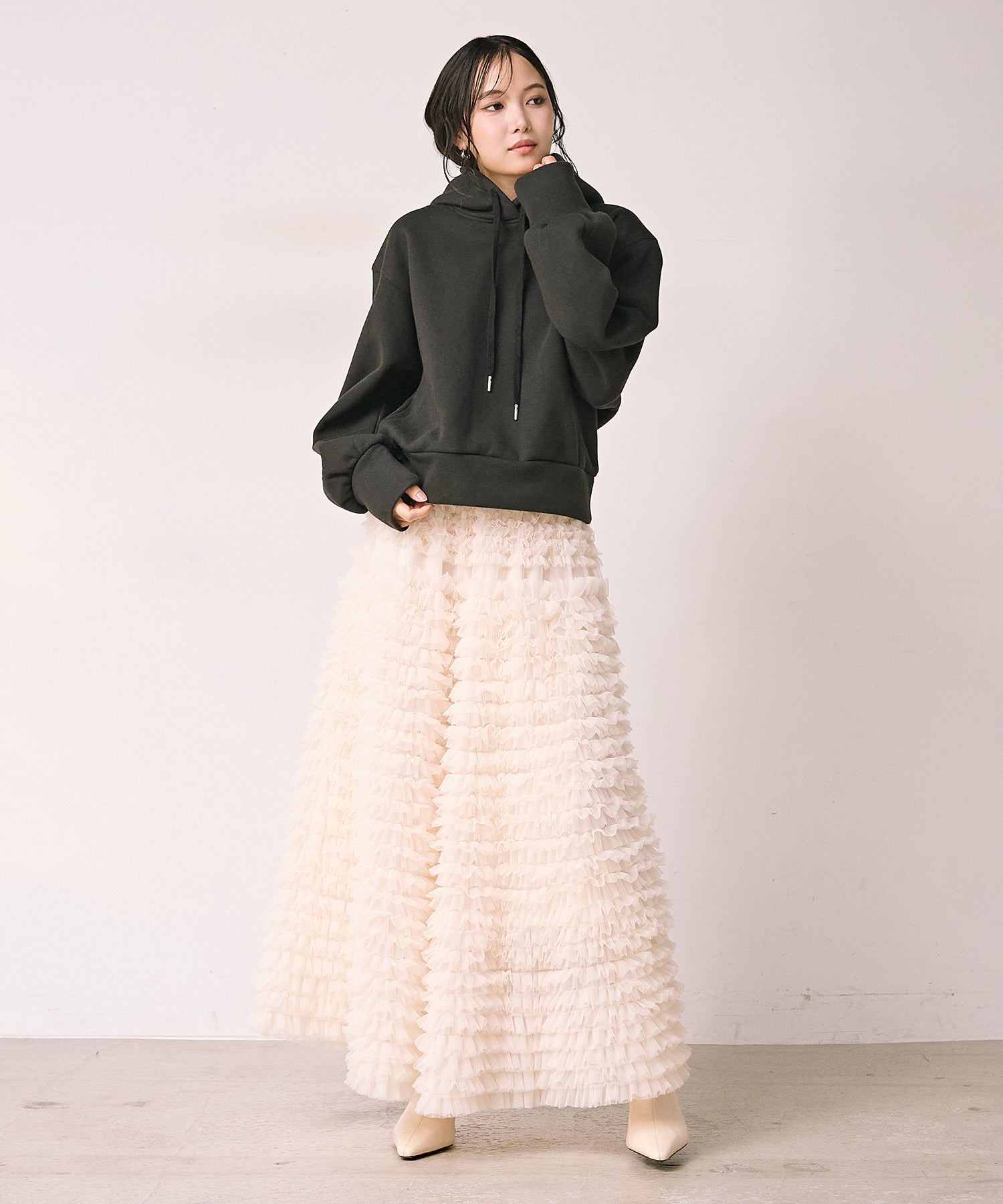 [SET]Brush Fleece Hoodie+Verbena Pin Tulle Skirt(2set) – MIELI INVARIANT