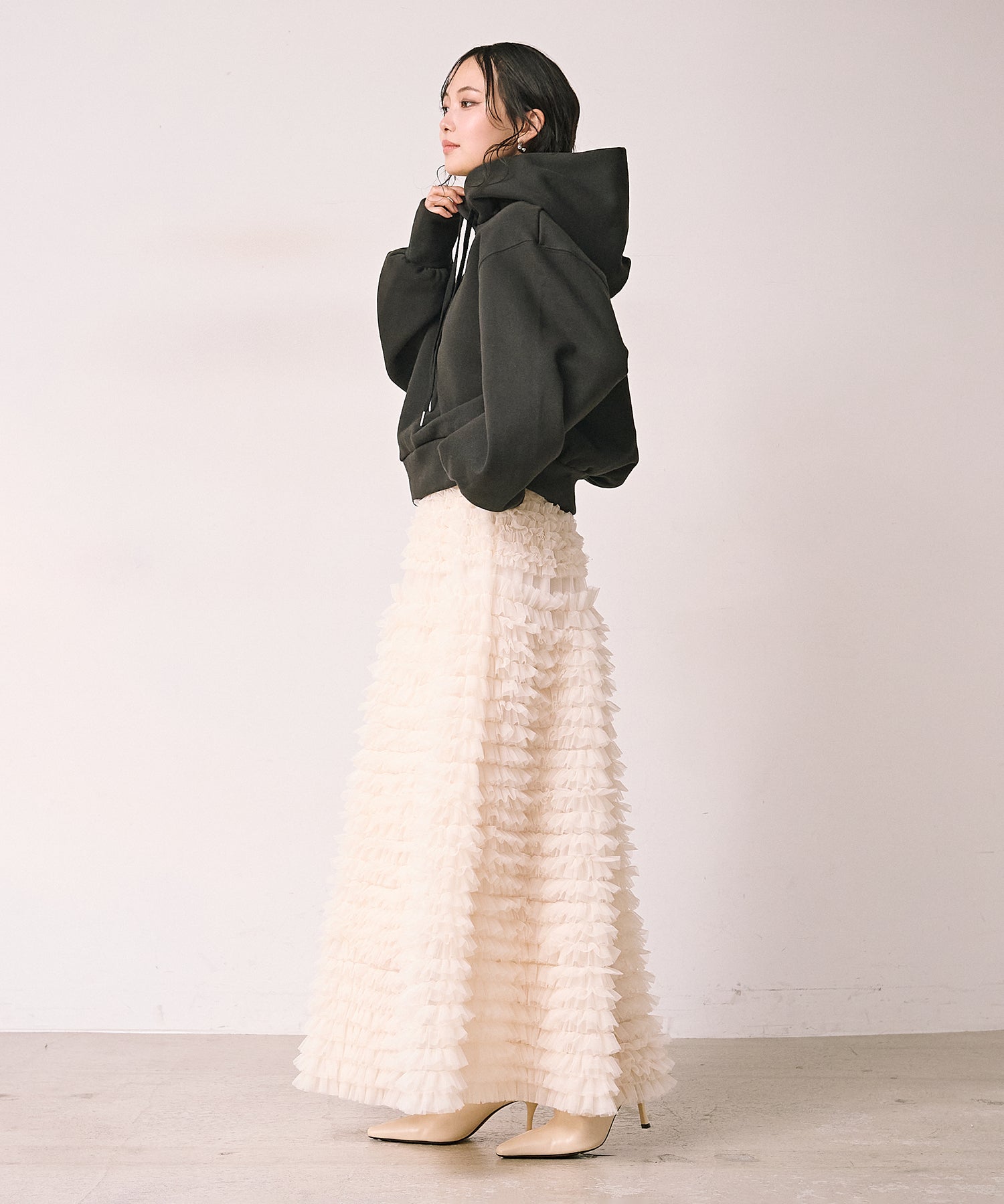 [SET]Brush Fleece Hoodie+Verbena Pin Tulle Skirt(2set) – MIELI INVARIANT