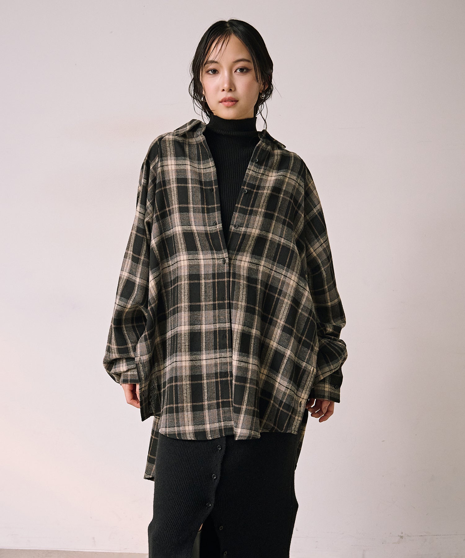 (eliuu)Button Check Over Shirt – MIELI INVARIANT