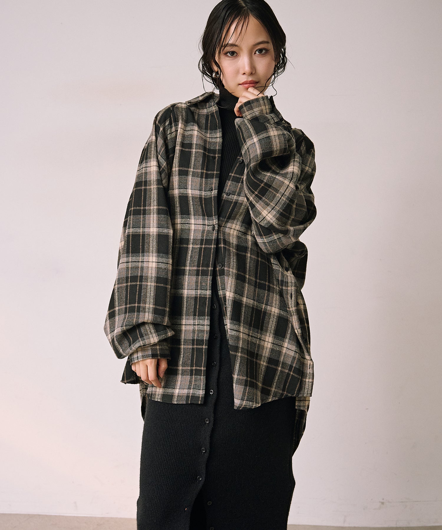 (eliuu)Button Check Over Shirt – MIELI INVARIANT
