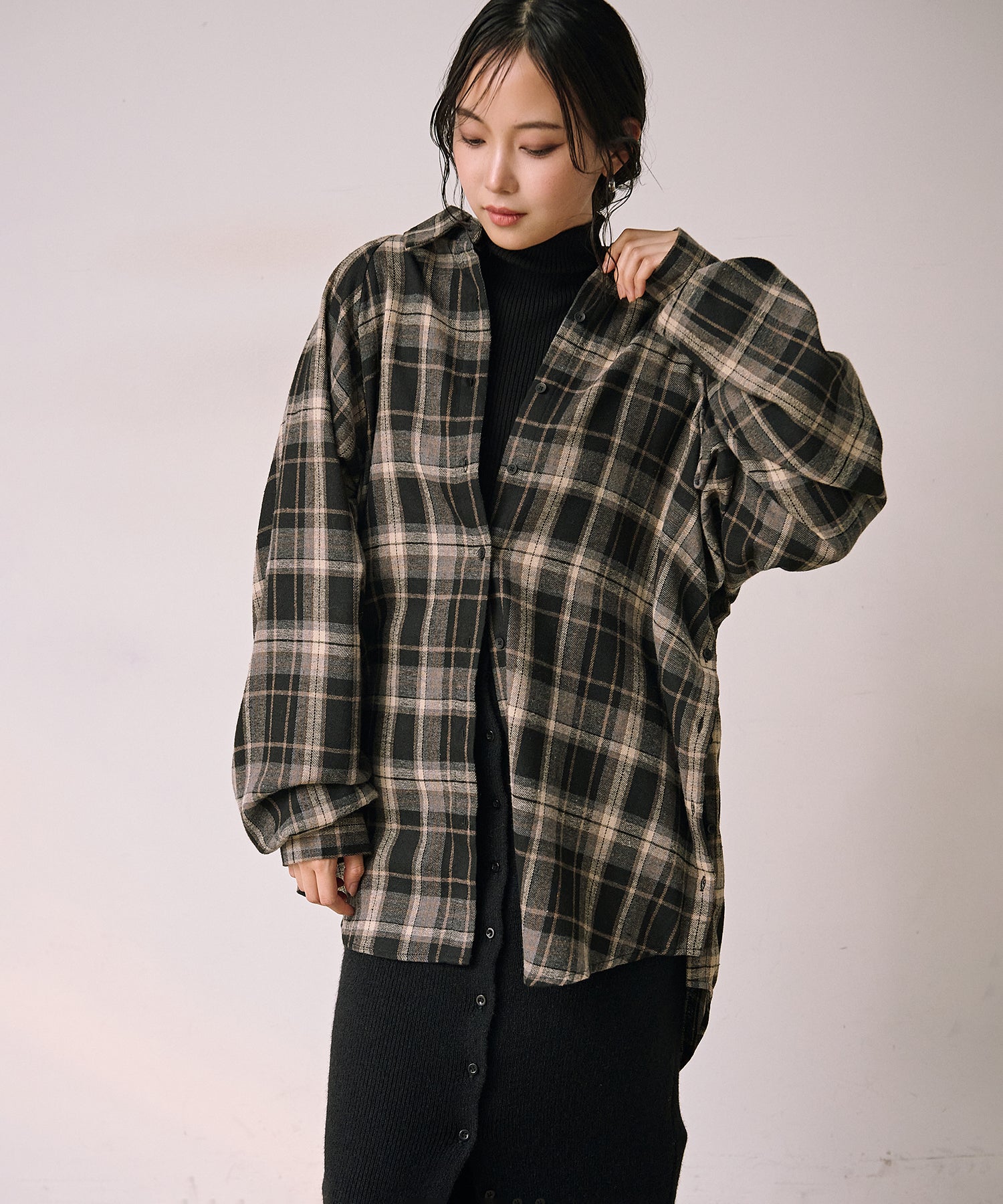 (eliuu)Button Check Over Shirt – MIELI INVARIANT